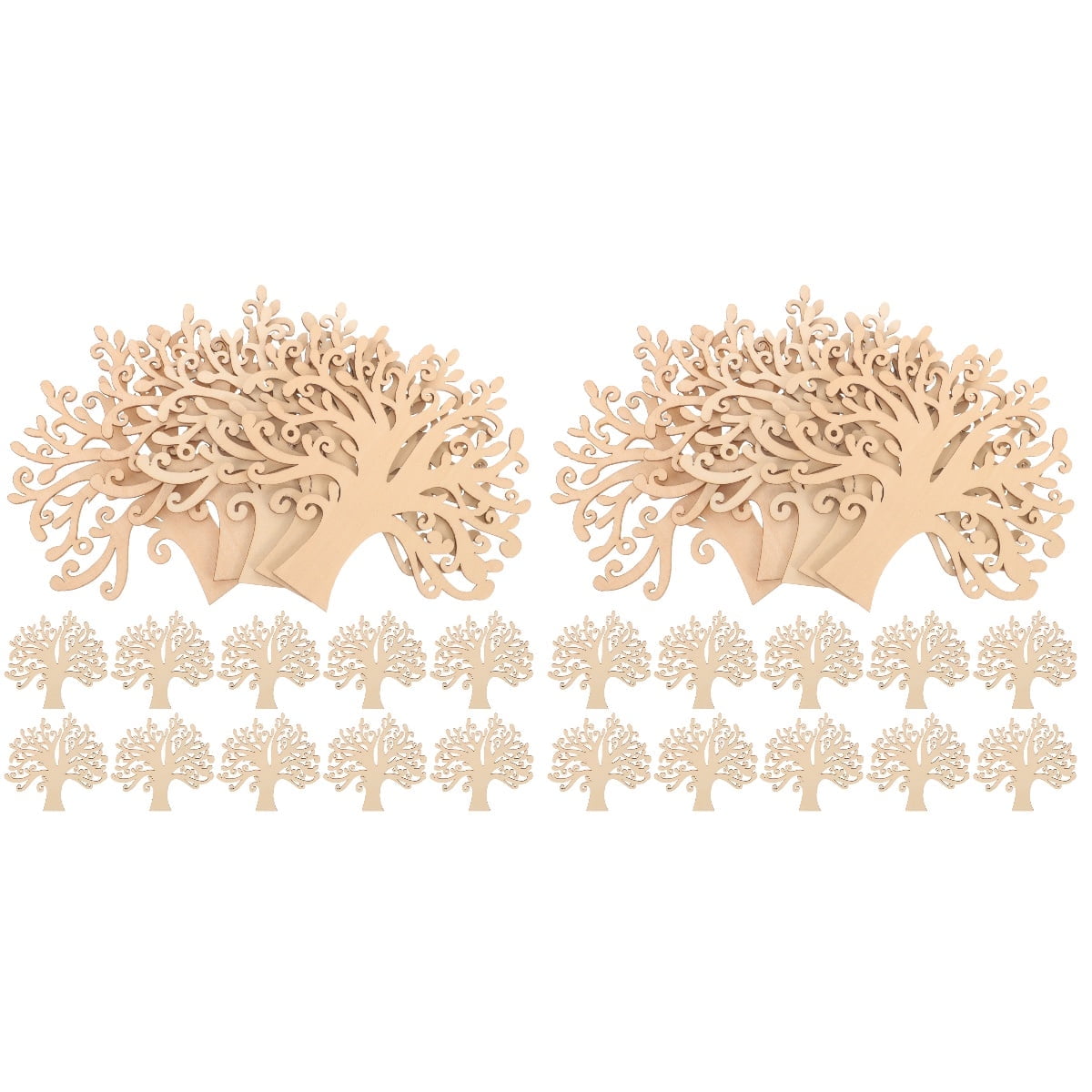 Masteelf 60 pcs Tree Wooden Cut Outs DIY Wood Trees Ornaments Wooden ...
