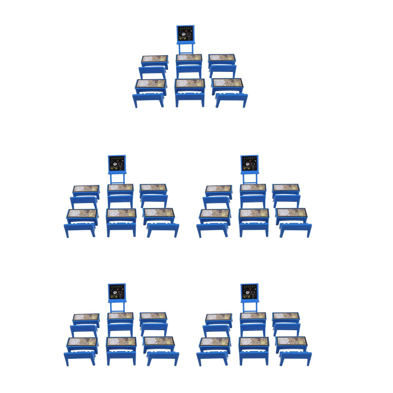 Masteelf 65 pcs Dollhouse Furniture Set for Miniature Classroom Desk ...