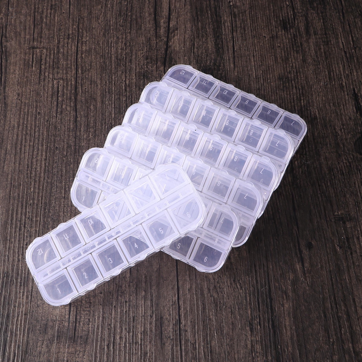 Masteelf 6Pcs 12 Grids Transparent Plastic Storage Box Portable Parts ...