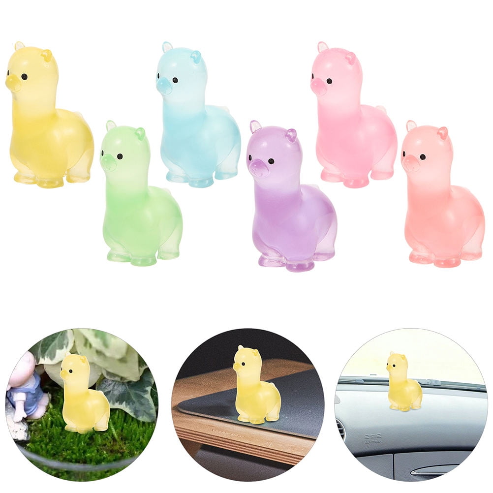Masteelf 6pcs Cute Alpaca Resin Ornaments With Night Glow Effect ...