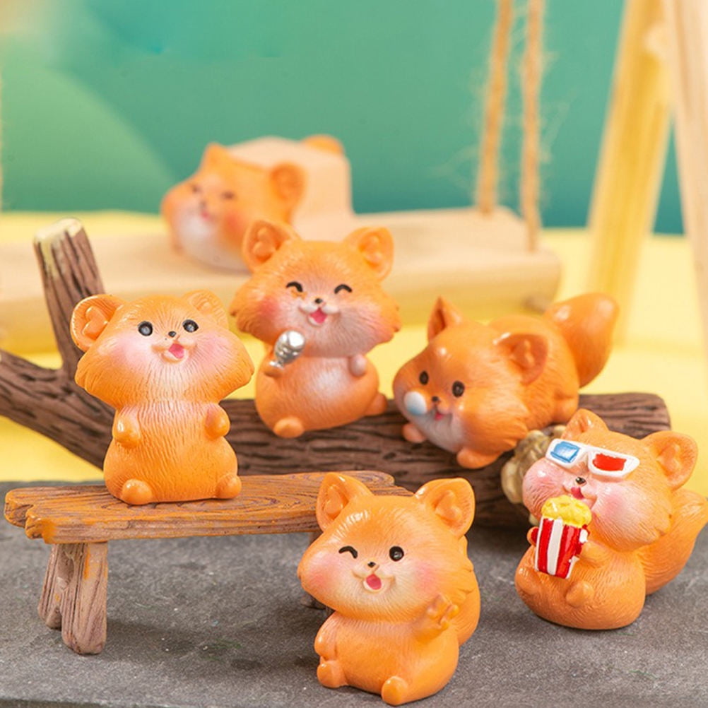 Masteelf 6pcs Cute Miniature Squirrel Figurines Resin Animal Sculptures ...