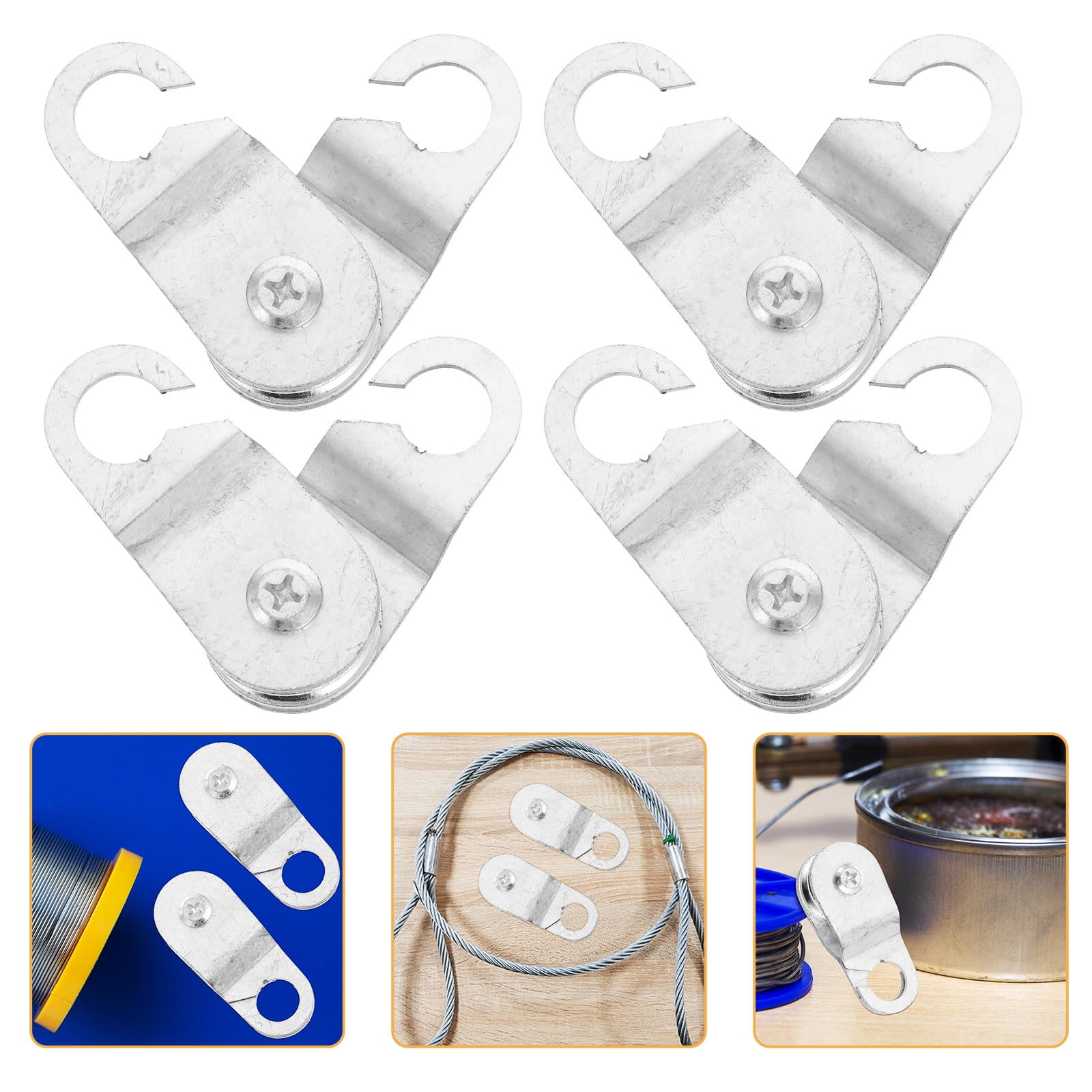 Masteelf 6pcs Heavy-Duty Pulley Bearing Iron Pulley with Cable Pulley ...