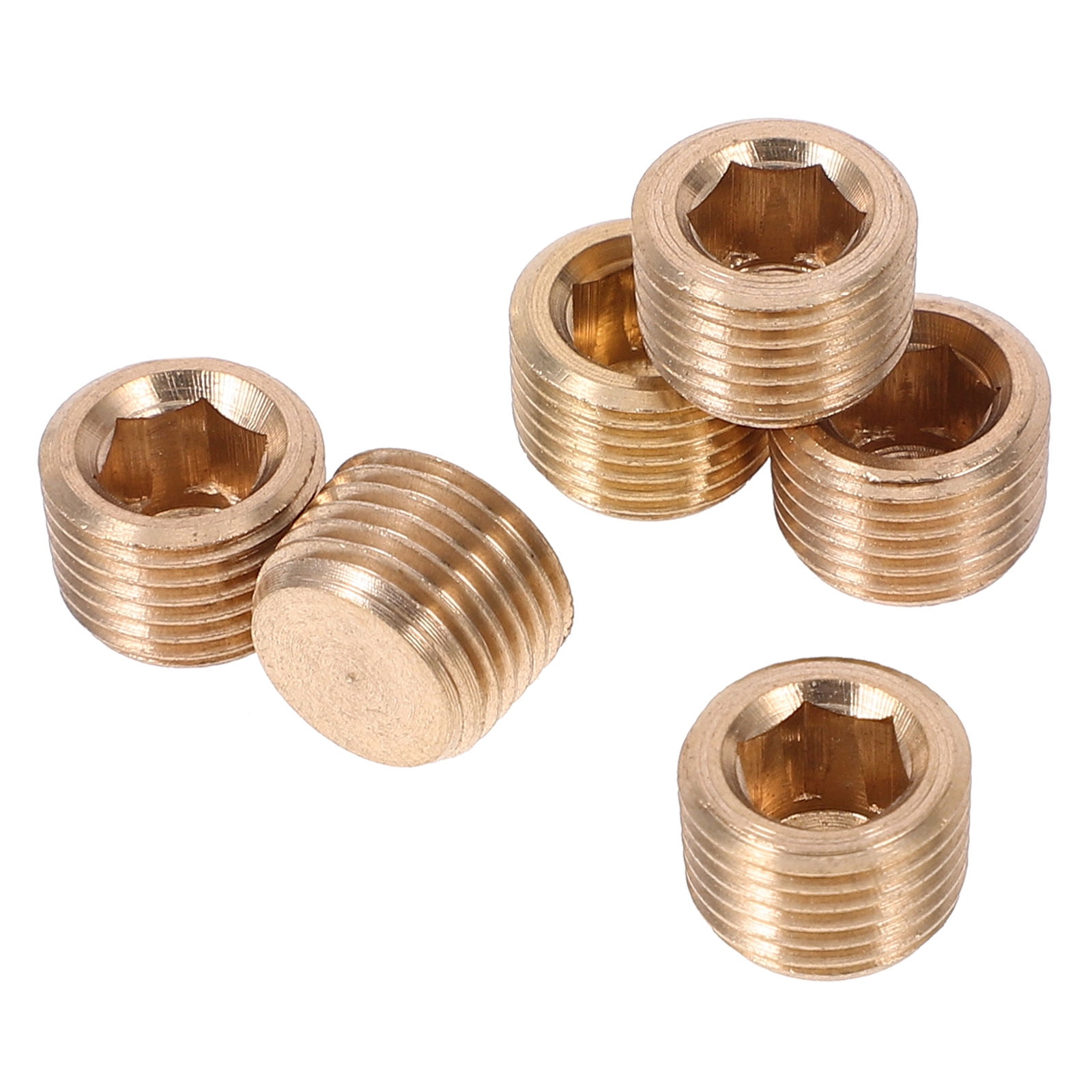 Masteelf 6pcs NPT Male Plugs Brass Plug Fitting Internal Thread Socket ...