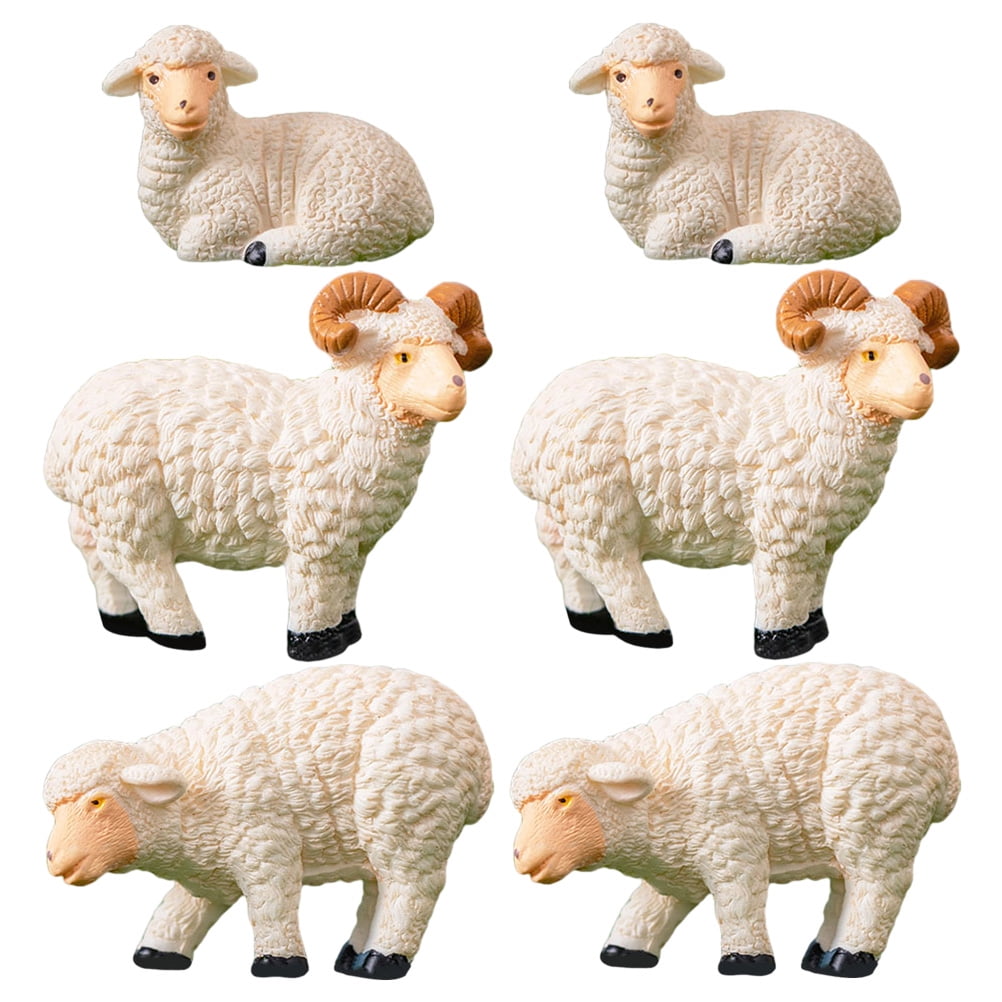 Masteelf 6pcs Resin Animal Sheep Figurines Garden Mini Goat Decors ...