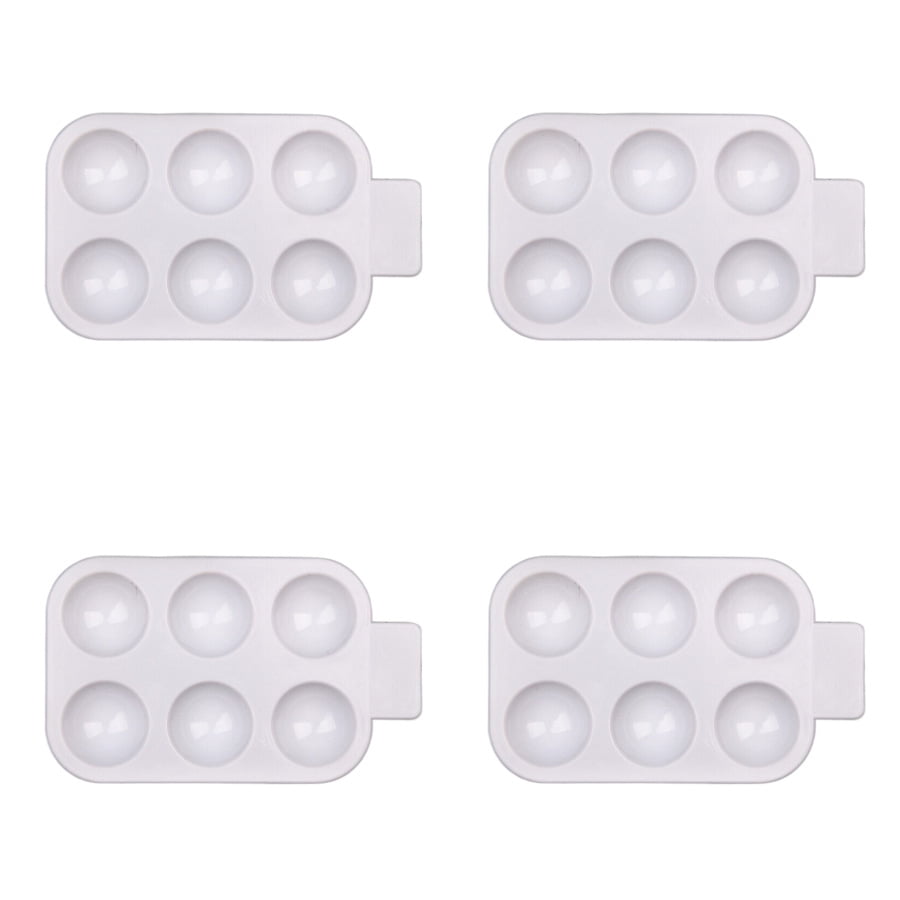 Masteelf 6pcs White Paint Palettes 6 Well Paint Tray Rectangular ...
