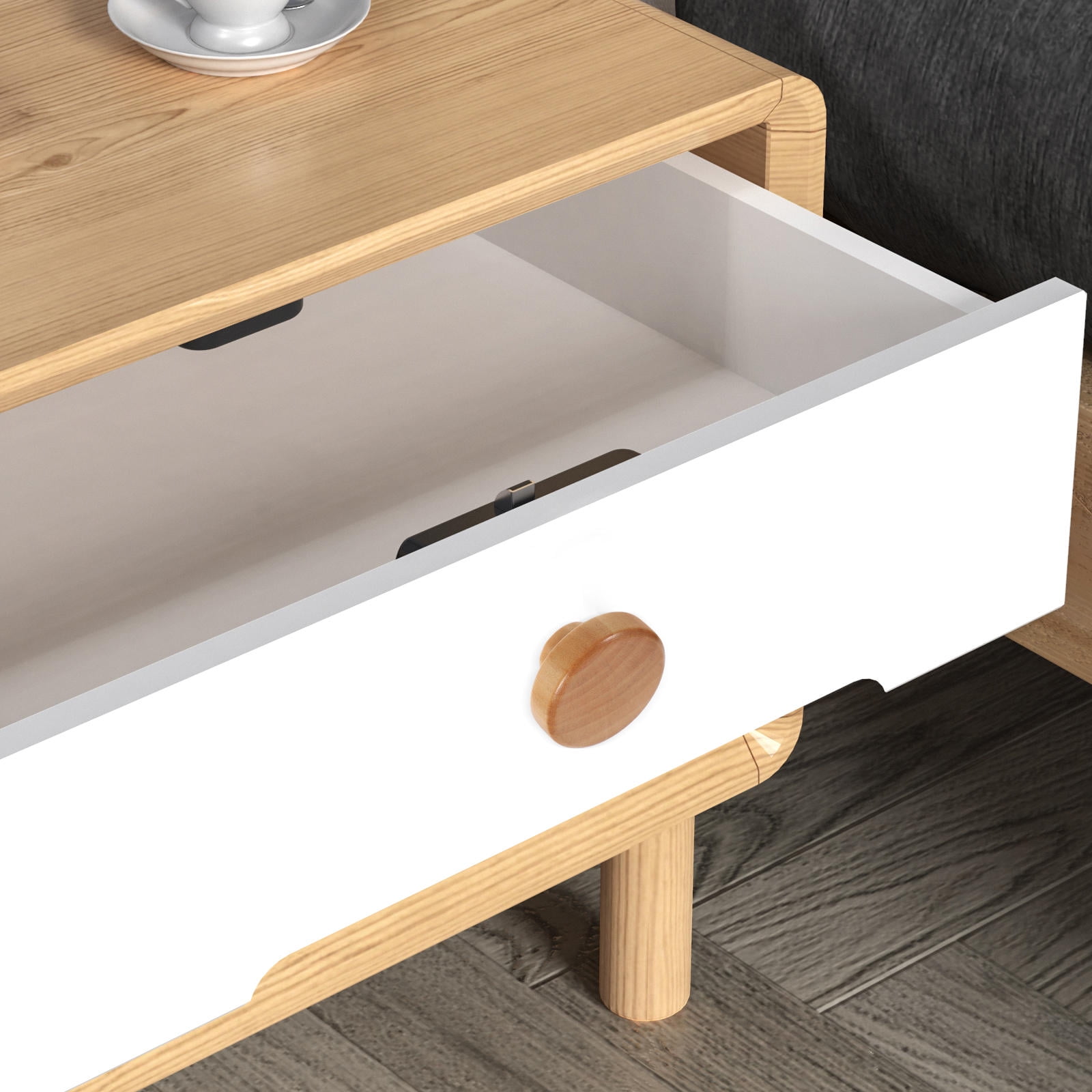 Masteelf 6pcs Wood Kitchen Cabinet Knobs Single Hole Drawer Pulls Solid ...