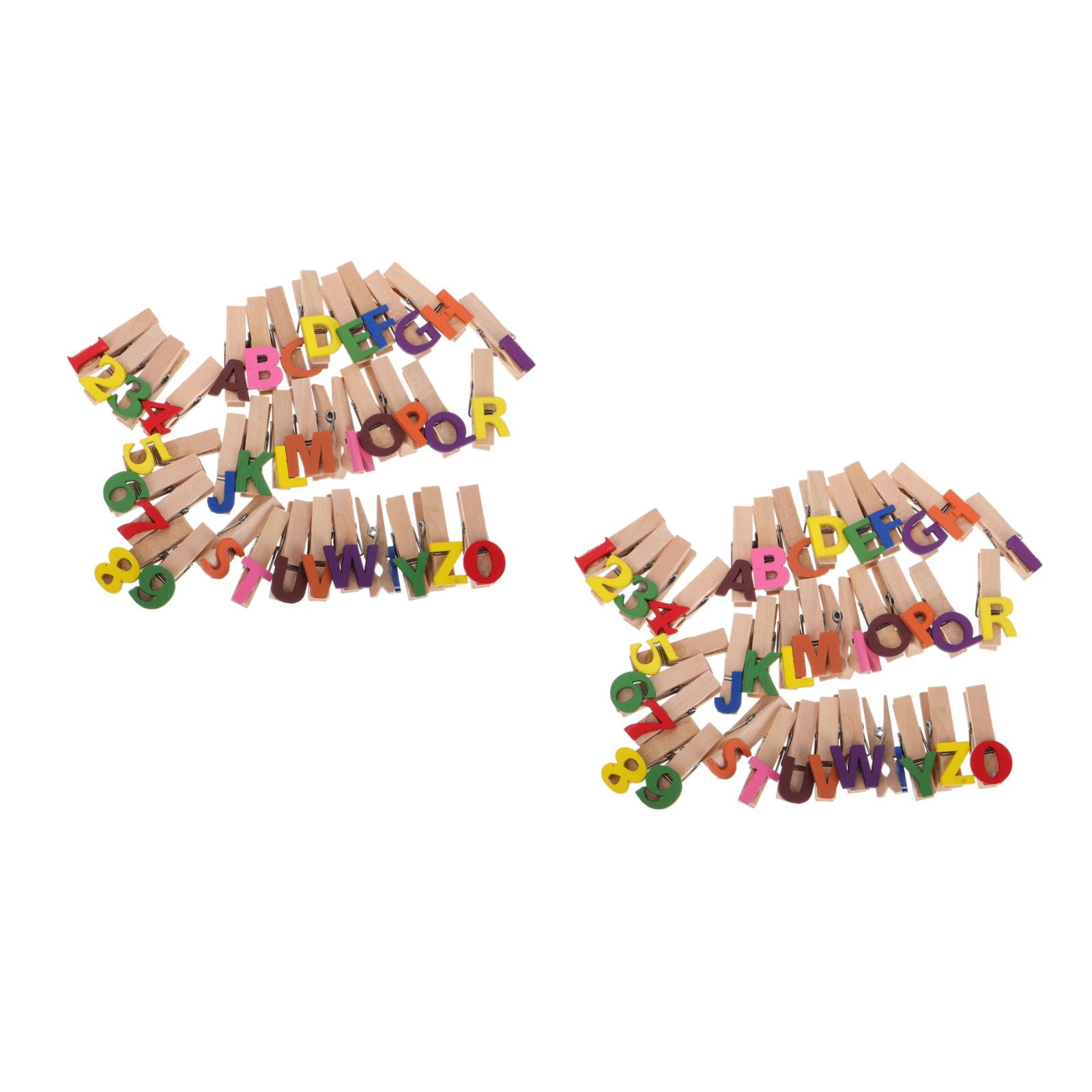 Masteelf 70 pcs Mini Clothespins With Number And Letter Small Wooden ...