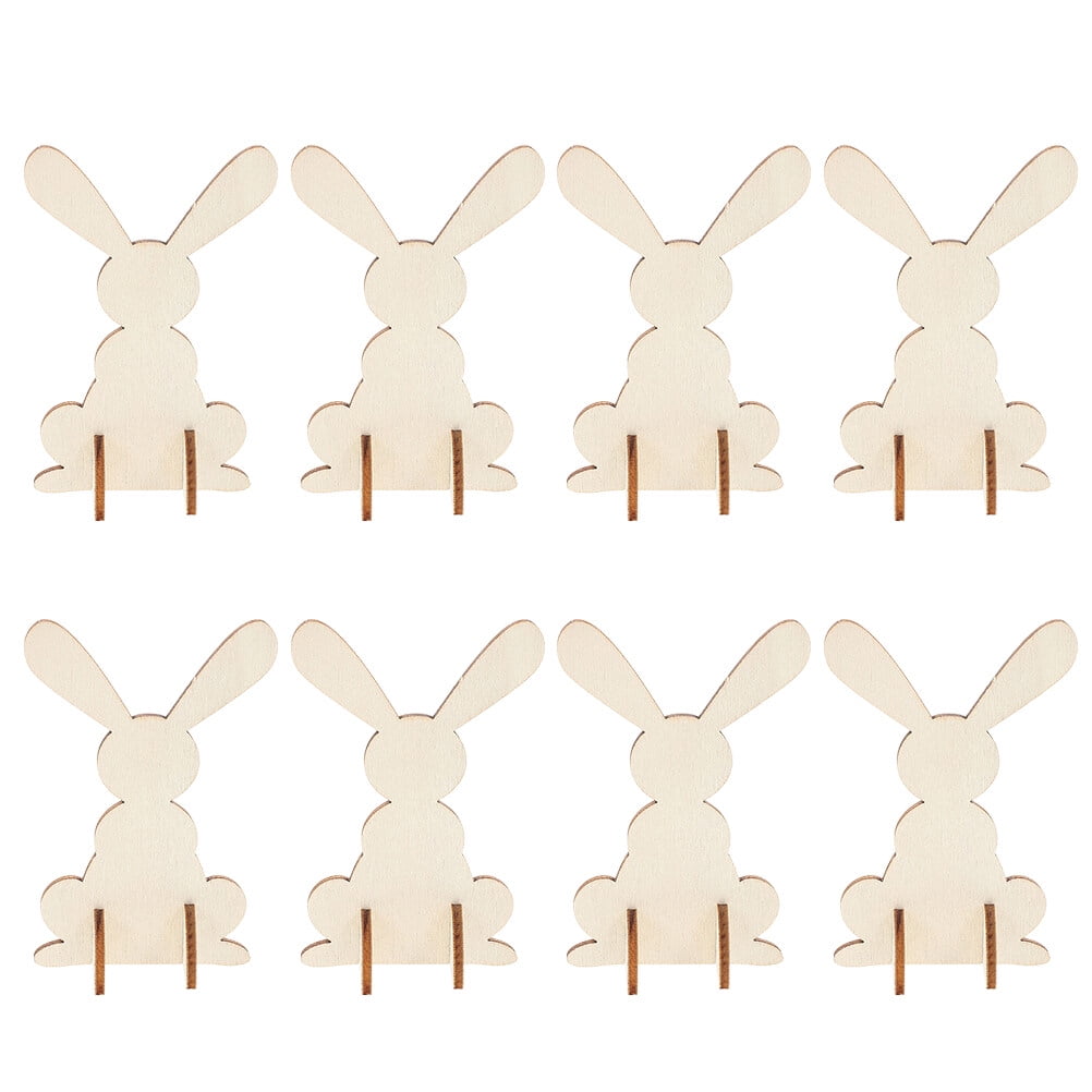 Masteelf 8 Pcs Bunny Statues Easter Rabbit Wooden Bunny Decor DIY ...