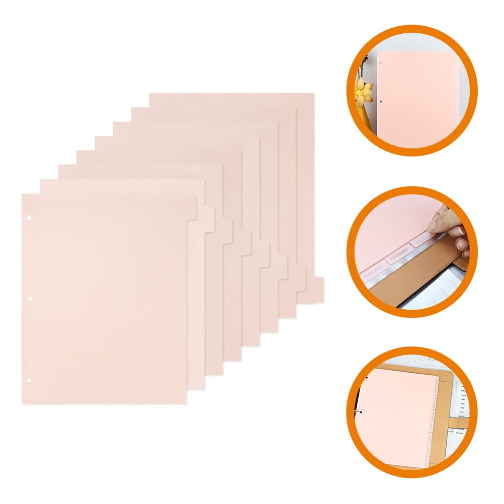 Masteelf 8 Sheets Pink Plastic Binder Index Divider Sheet for ...