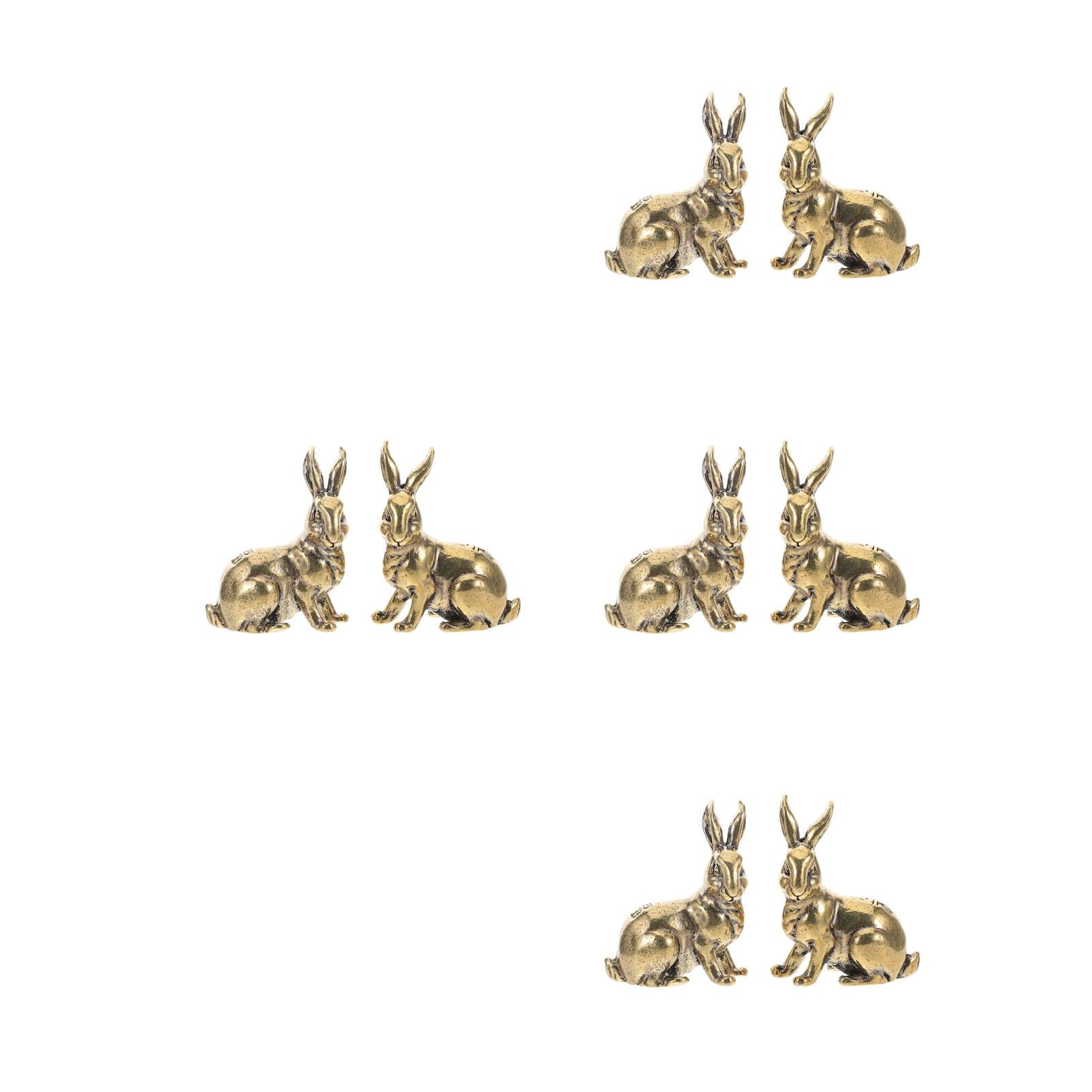 Masteelf 8 pcs Vintage Solid Brass Bunny Figurine Pair for Home Decor ...