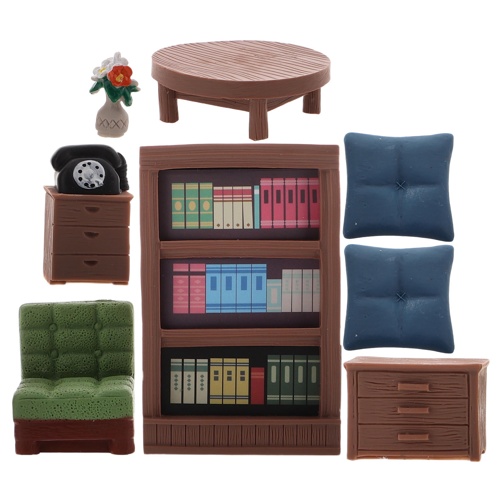 Masteelf 8pcs Mini Dollhouse Accessories Set Miniature Bookcase Model ...