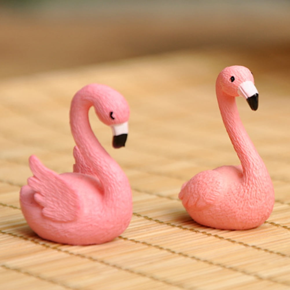 Masteelf 8pcs Pink Mini Flamingo Cake Toppers PVC for Garden and Micro ...