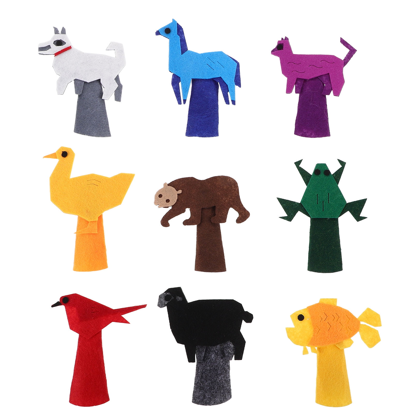 Masteelf 9pcs Cartoon Animal Finger Puppets For Toddlers Felt Hand ...