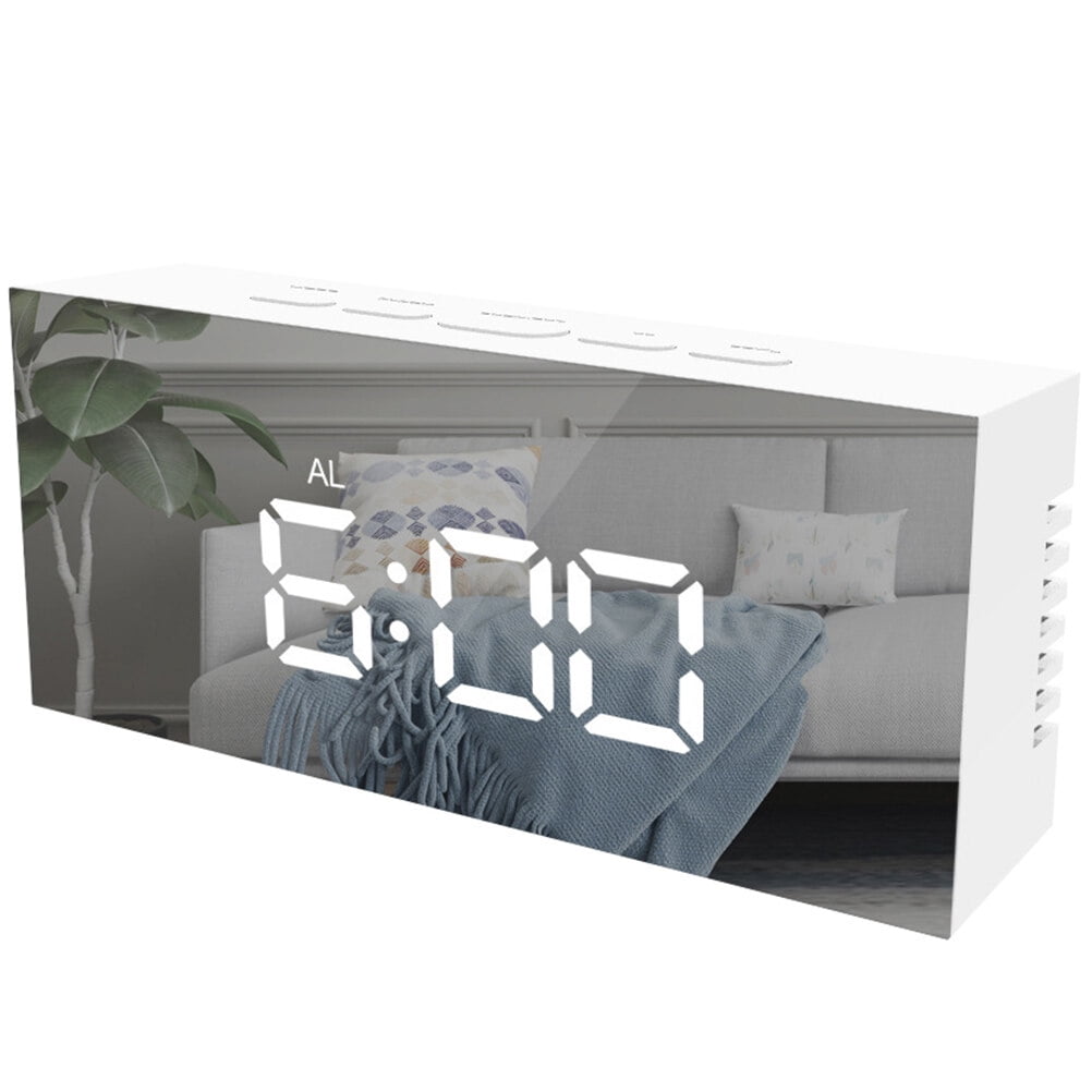 Masteelf Adjustable Brightness Clock Wake up Alarm Digital Mirror Child ...