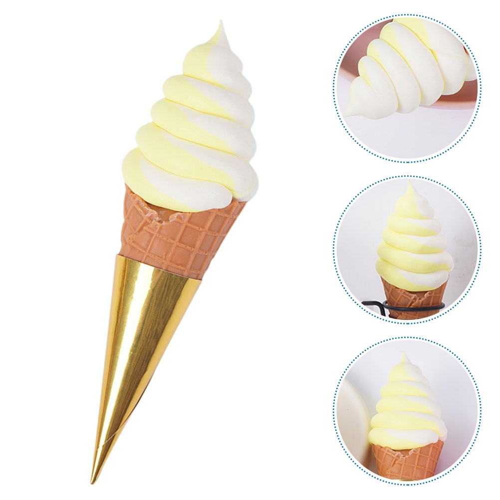 Masteelf Adorable Yellow Fake Ice Cream Cone Prop Made of PVC for ...
