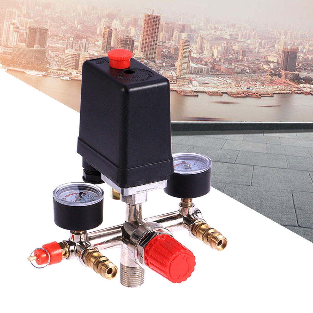 Masteelf Air Compressor Pump Pressure Control with Gauges Regulator ...