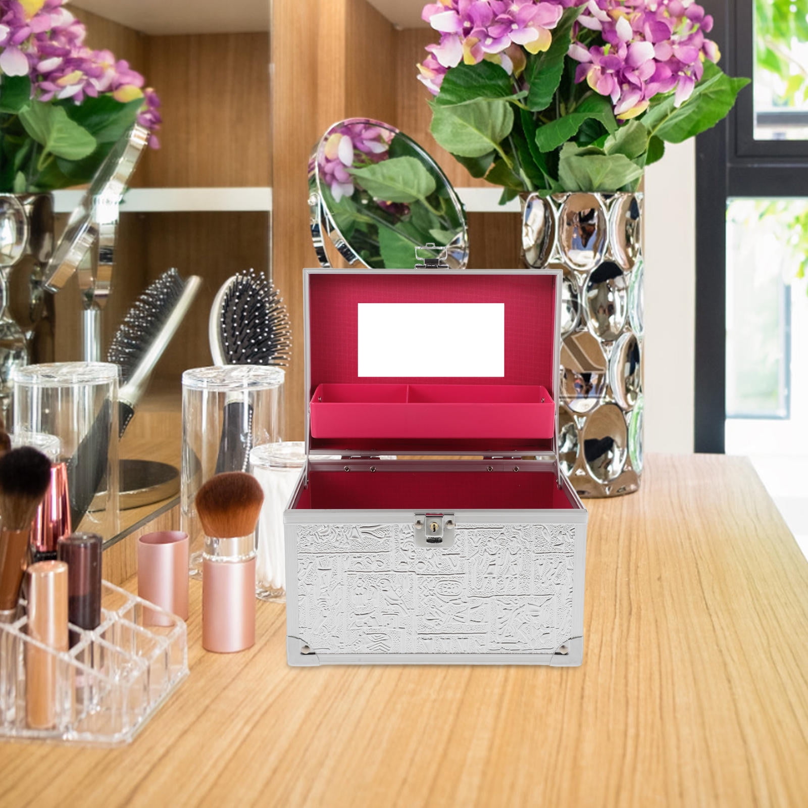 Masteelf Aluminum Toolbox Carrier Workshop Storage Box Layered Tool ...