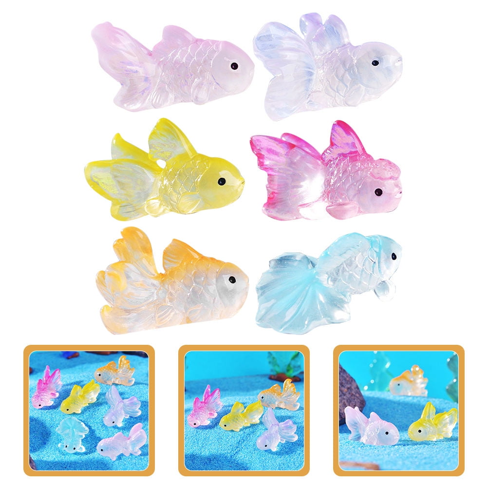 Masteelf Assorted Color Mini Resin Fish Statues for Home Decor Glow in ...