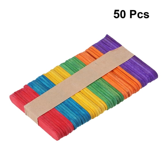 Masteelf Assorted Color Wooden Craft Sticks for Kids Playing 50Pcs ...