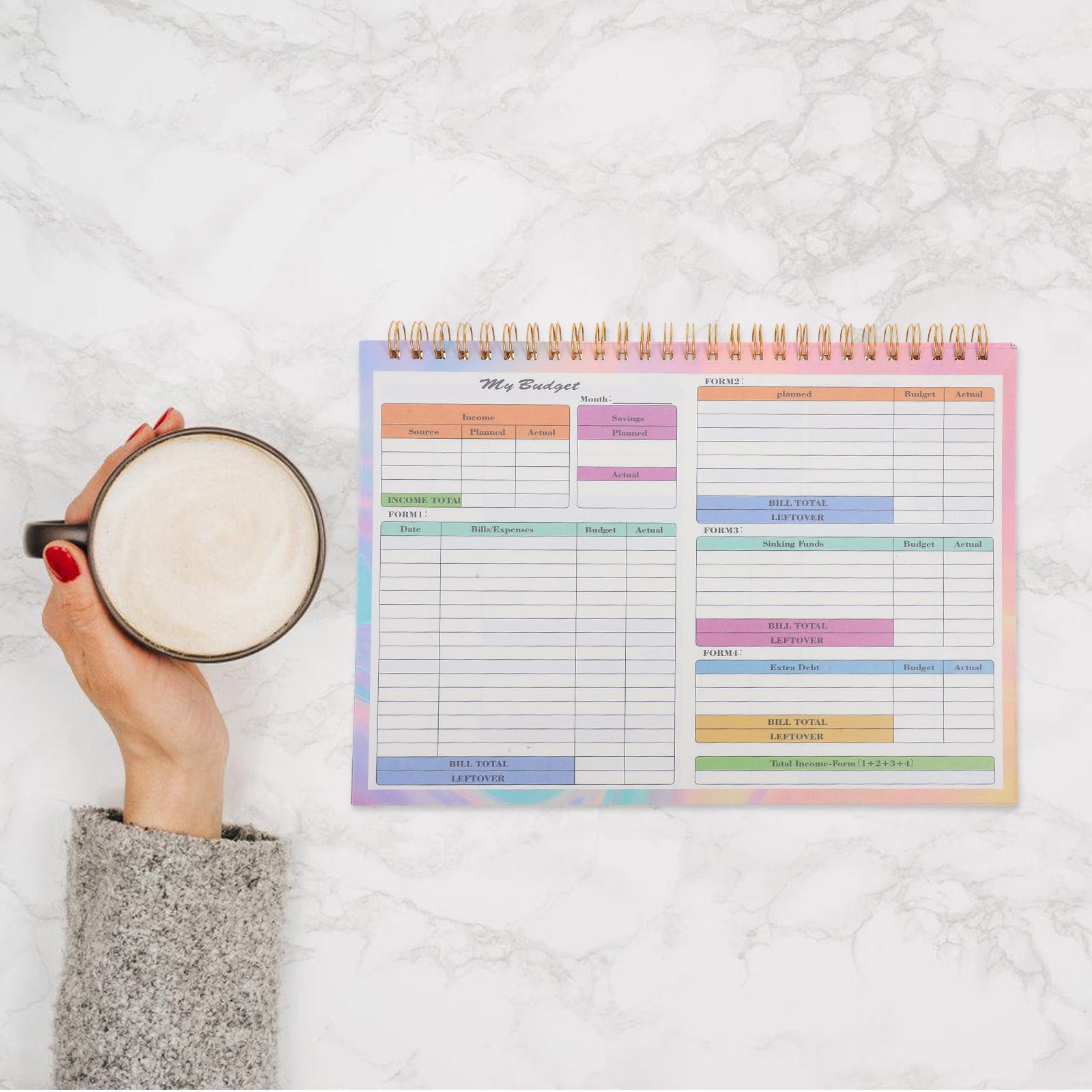 Masteelf B5 Financial Tracker Weekly Planner Notepad Undated Expense ...