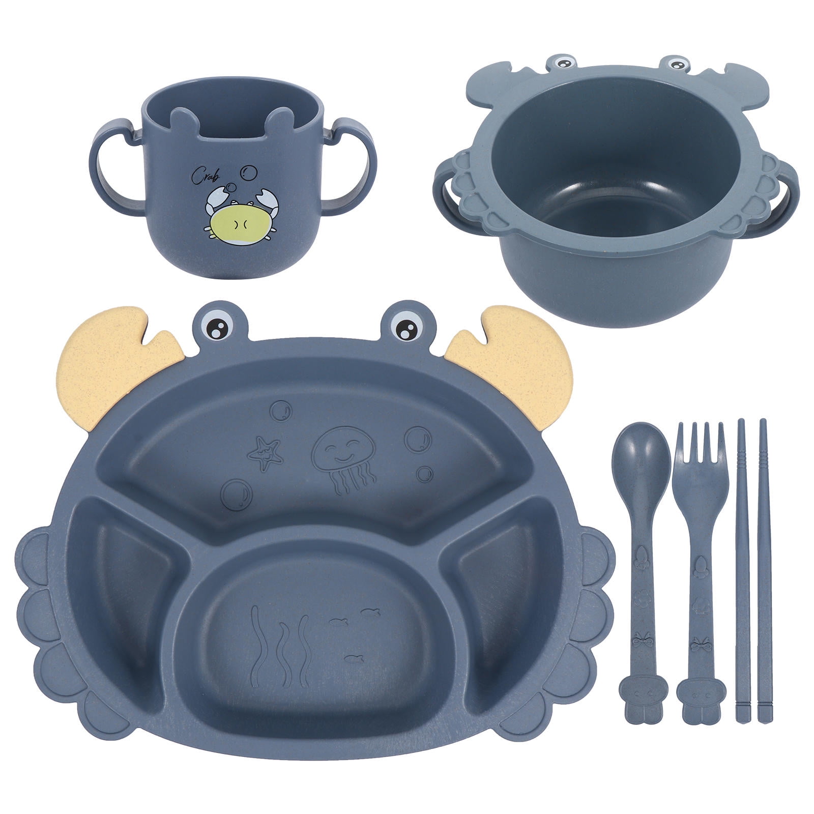 Masteelf Baby Tableware Set Wheat Straw Material for Kids with Design ...