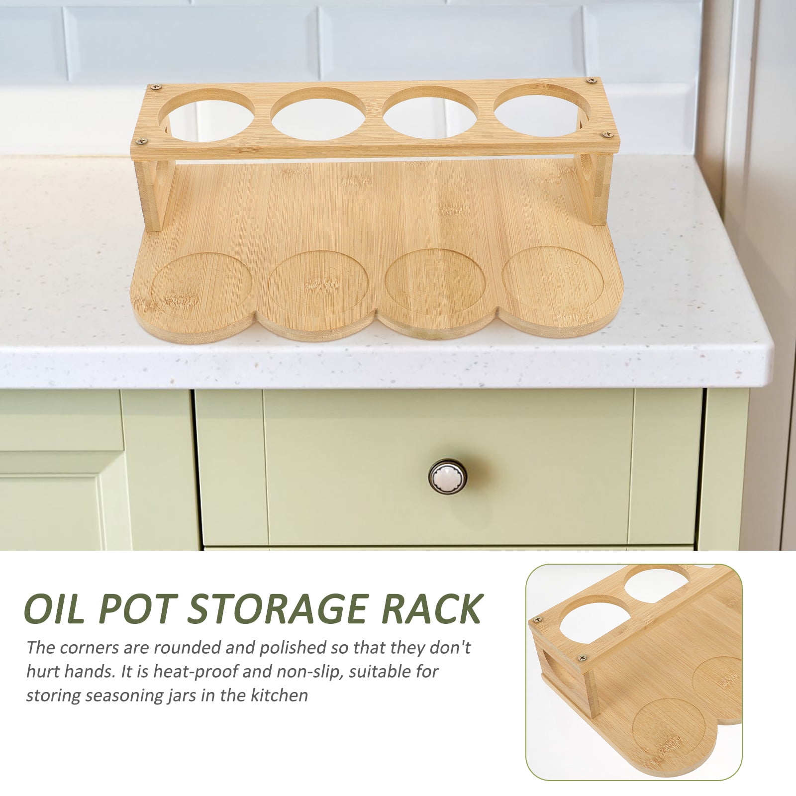 HEATSHAKING Display Rack For Small Jars Bamboo Storage Rack Khaki 1Set ...