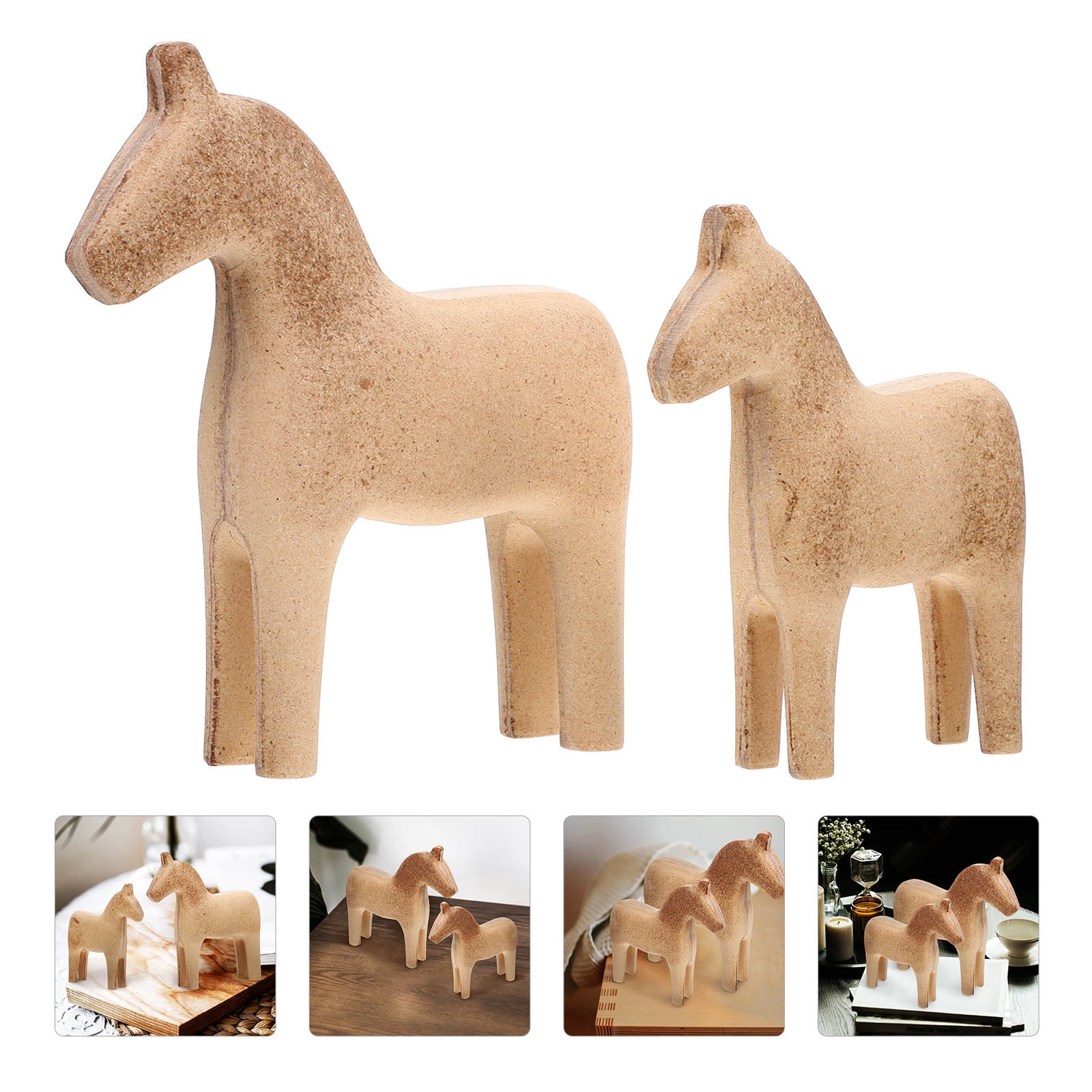 Masteelf Beige Horse Statue for Decor Simple Artistic Design Plastic ...