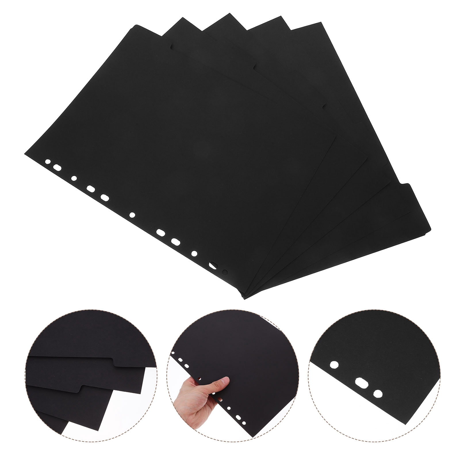Masteelf Black Paper Binder Dividers for Notebook with Detachable Page ...