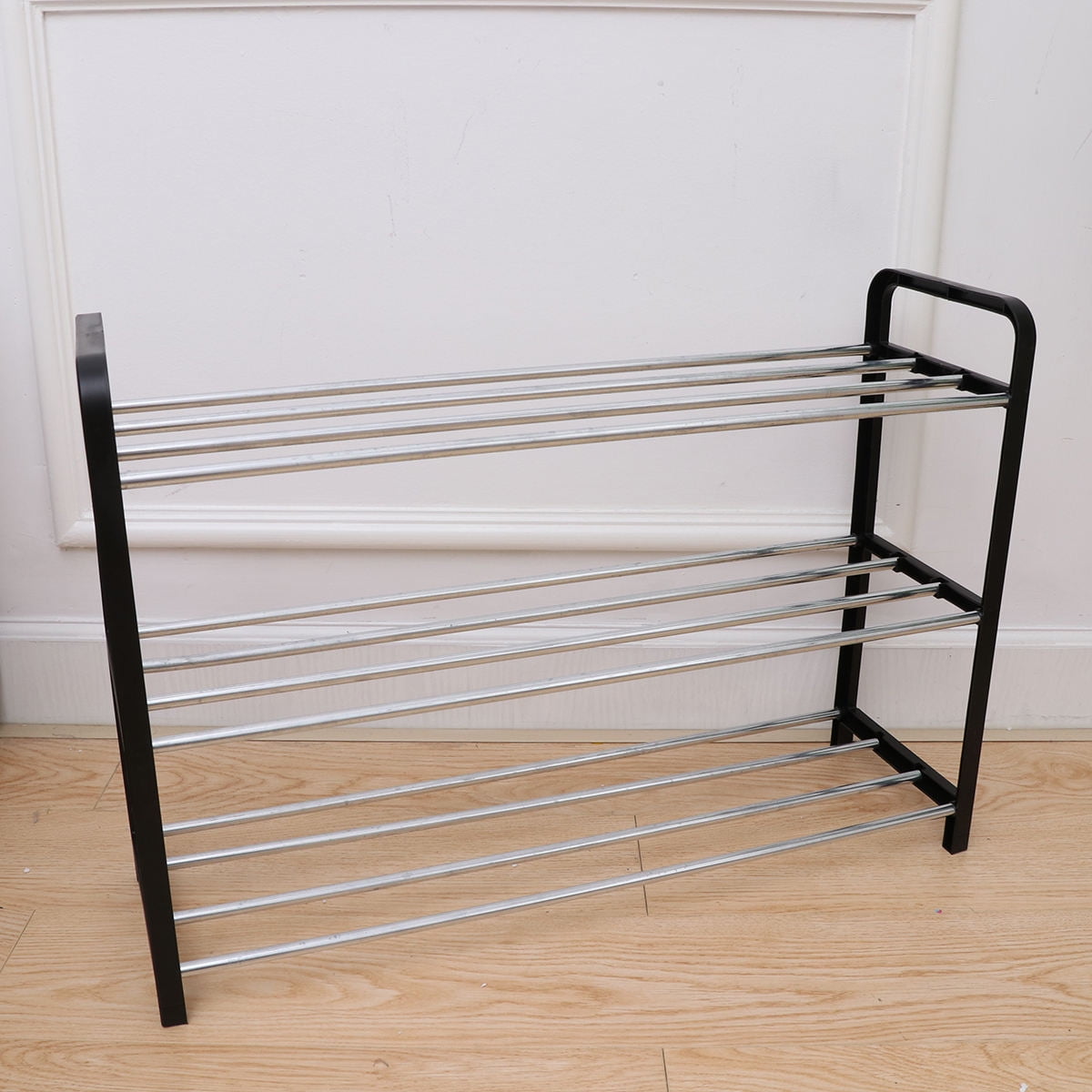 Masteelf Black Plastic Shoes Rack with Detachable Tiers for Shoe ...