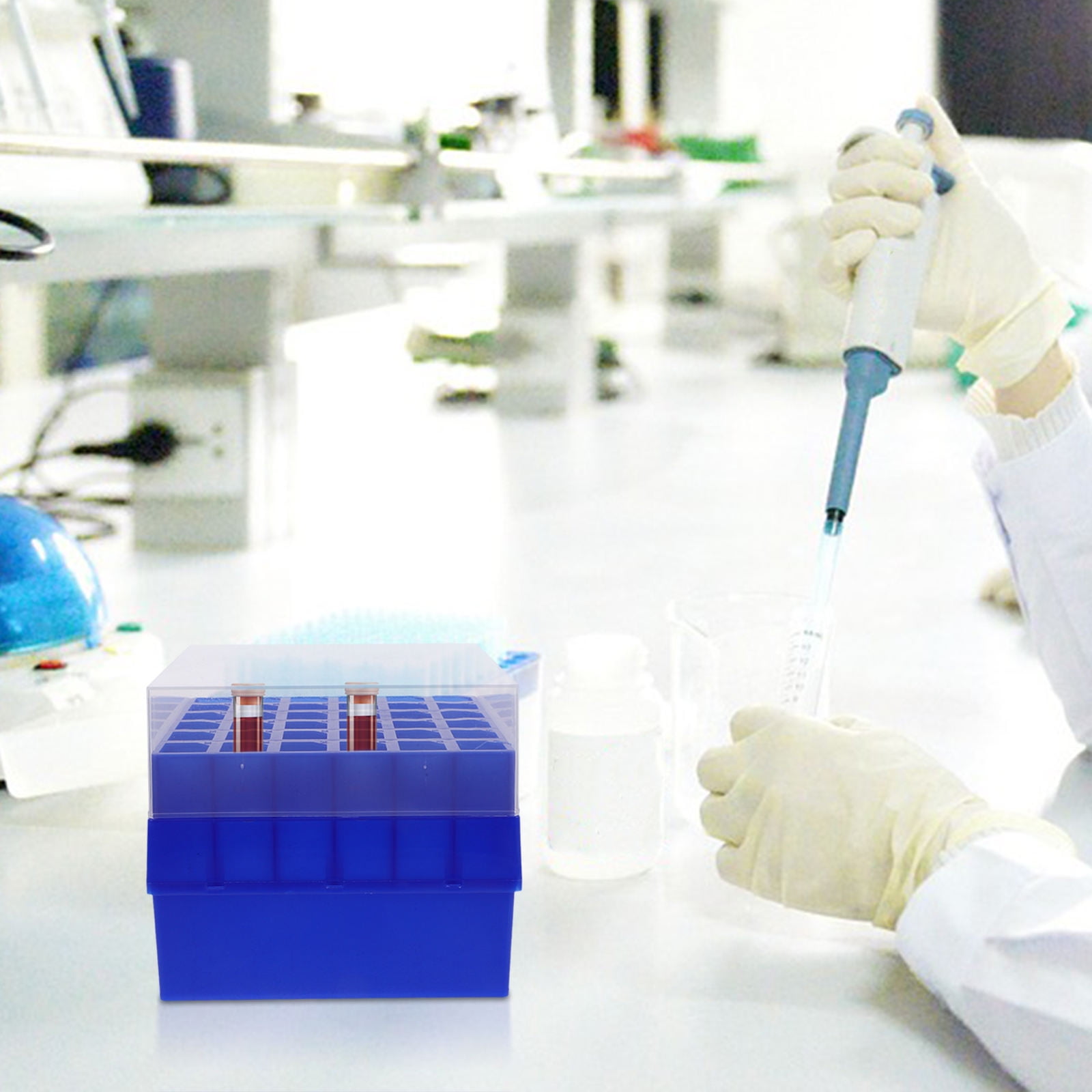 Masteelf Blue Plastic Cryogenic Storage Box for Laboratory Use 36 Slots ...