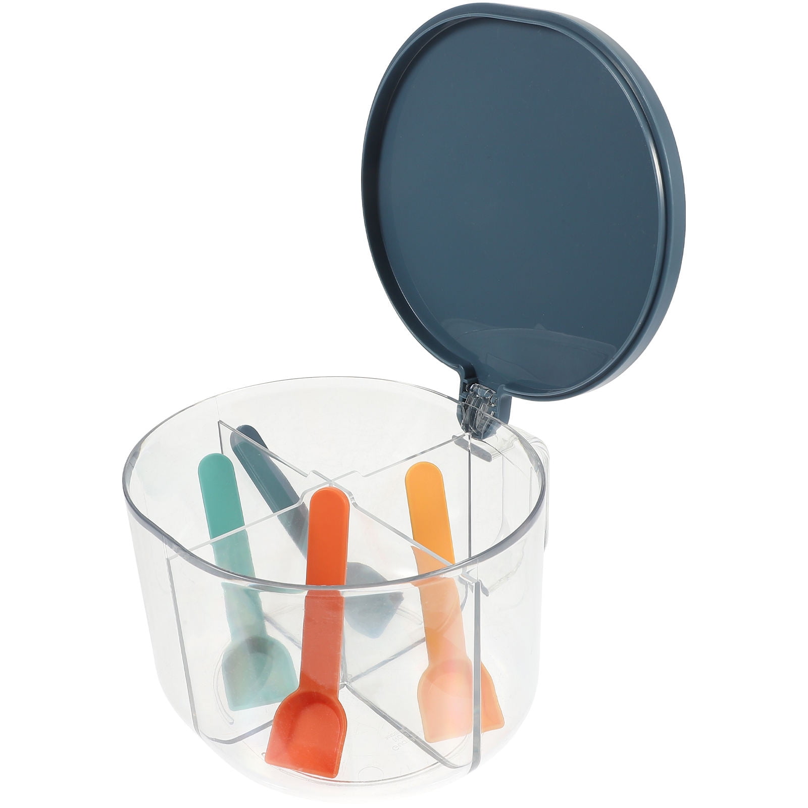Masteelf Blue Plastic Spice Box with Lid and Spoons 4Compartment Design ...
