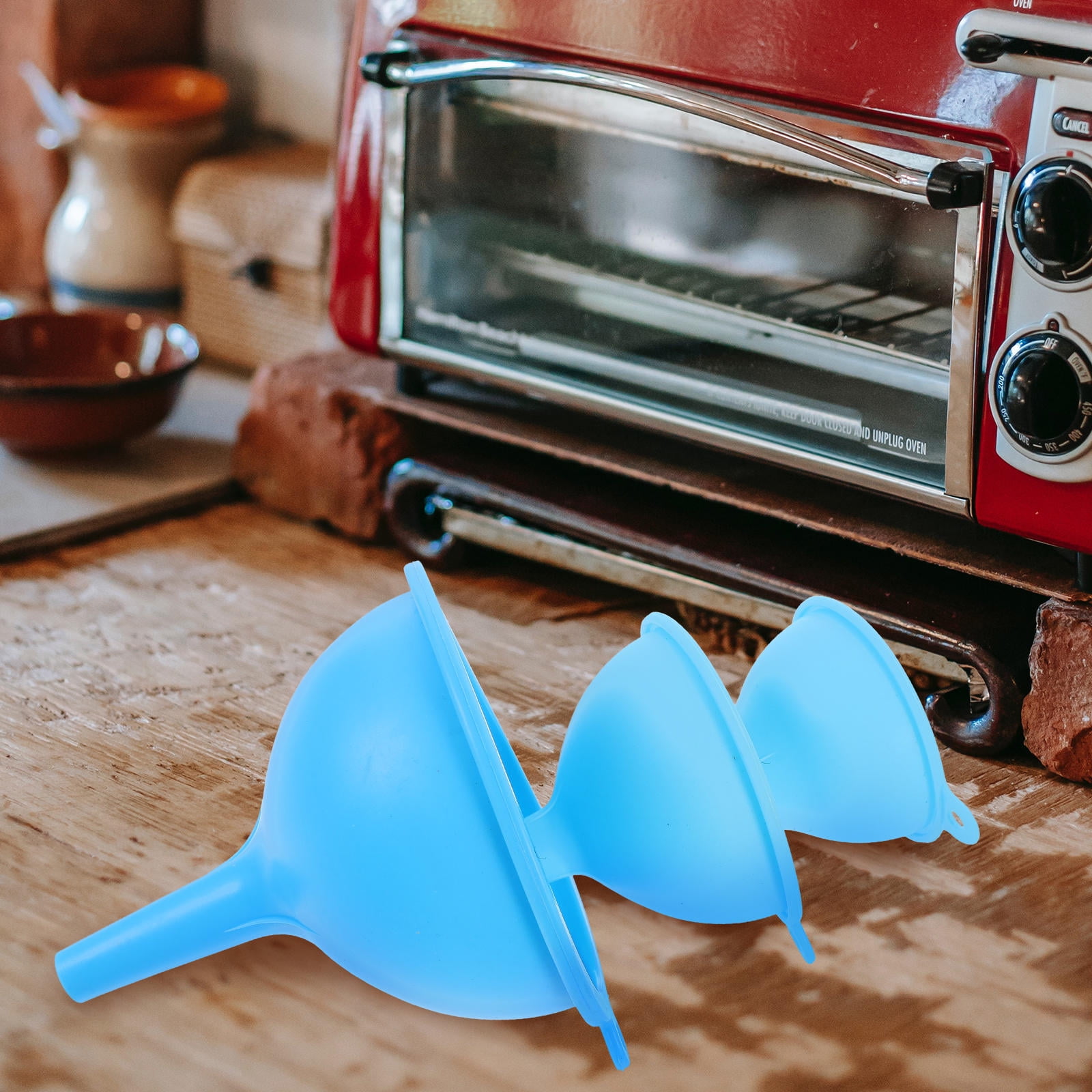 3pcs Silicone Funnel Shaped Kitchen Oil and Liquid Transfer Funnels for ...