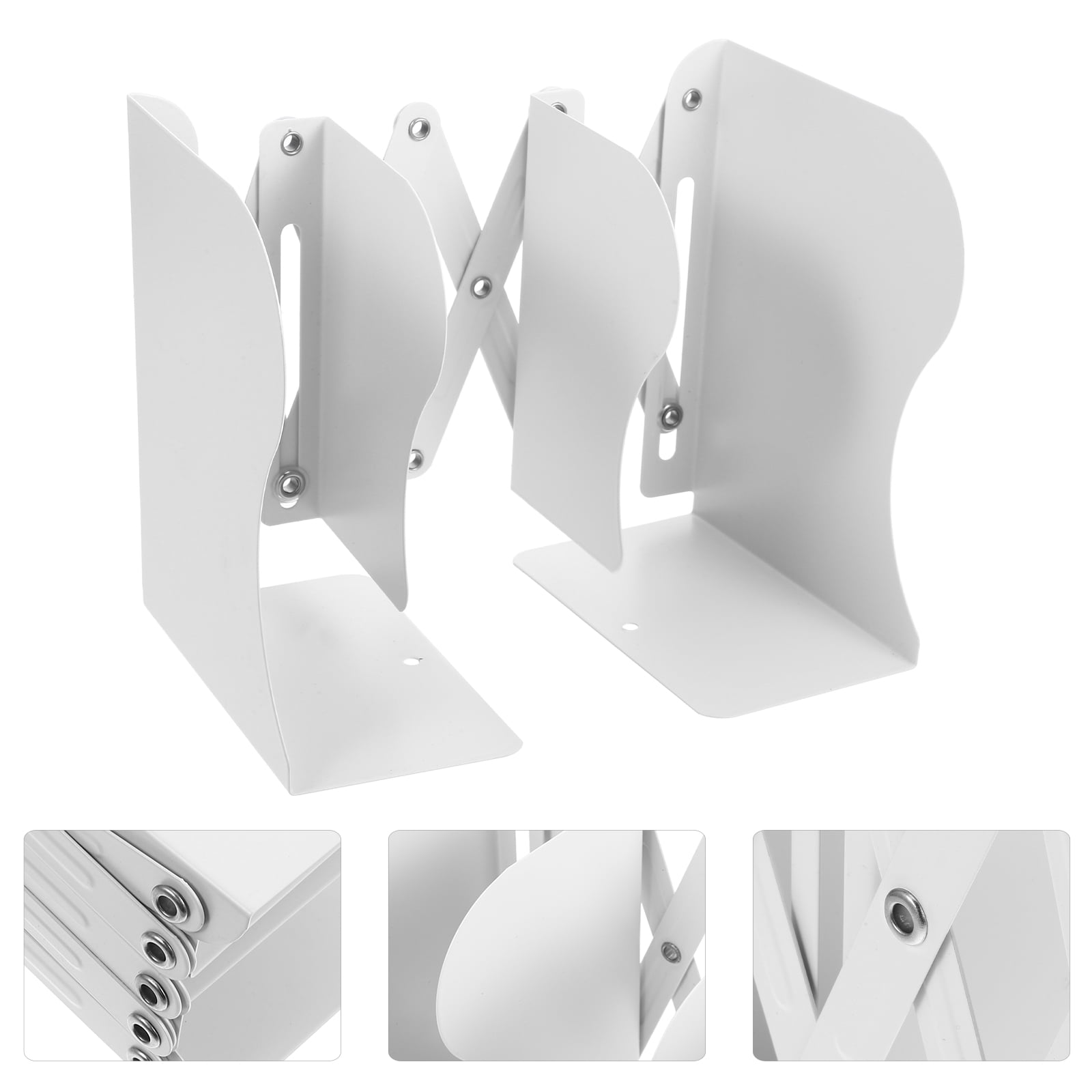 OFFIGAM Heavy Duty Metal Bookends in White, Minimalist Design for Desk ...