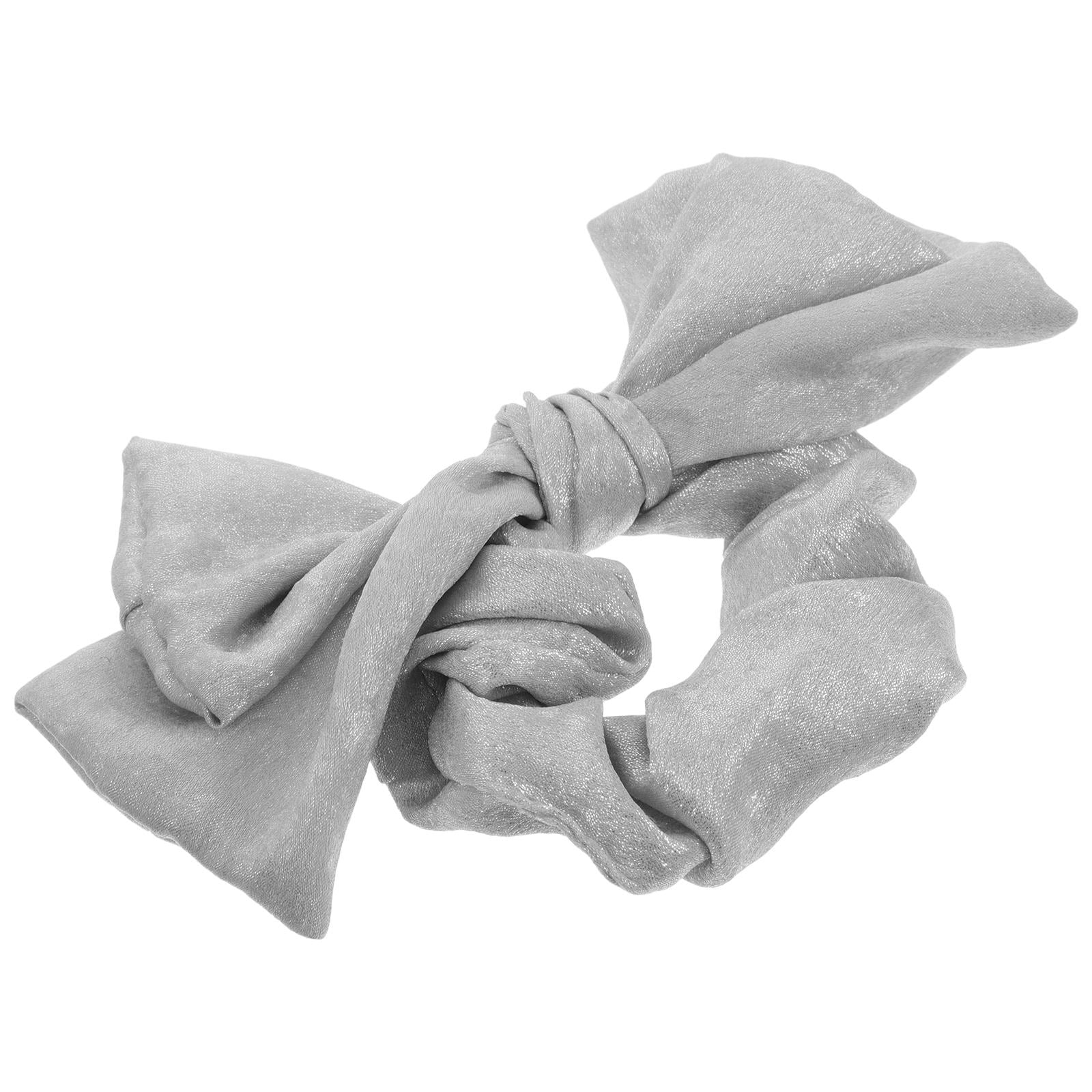 Masteelf Bow Ribbon Hair Tie Satin Hair Bands No-Crease Hair Elastics Silver Ponytail Cuff Women ...