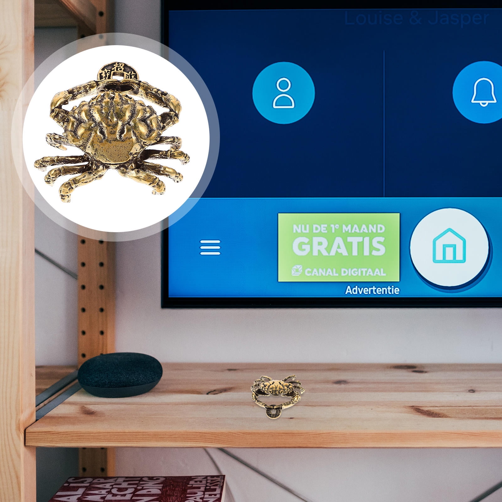 Masteelf Brass Crab Statues Golden Retro Decor for Living Room Bedroom ...