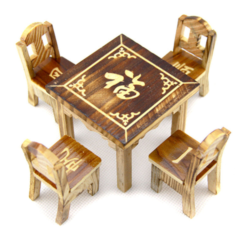 Masteelf Brown Miniature Desk Chair Set for Dollhouse Decoration with ...