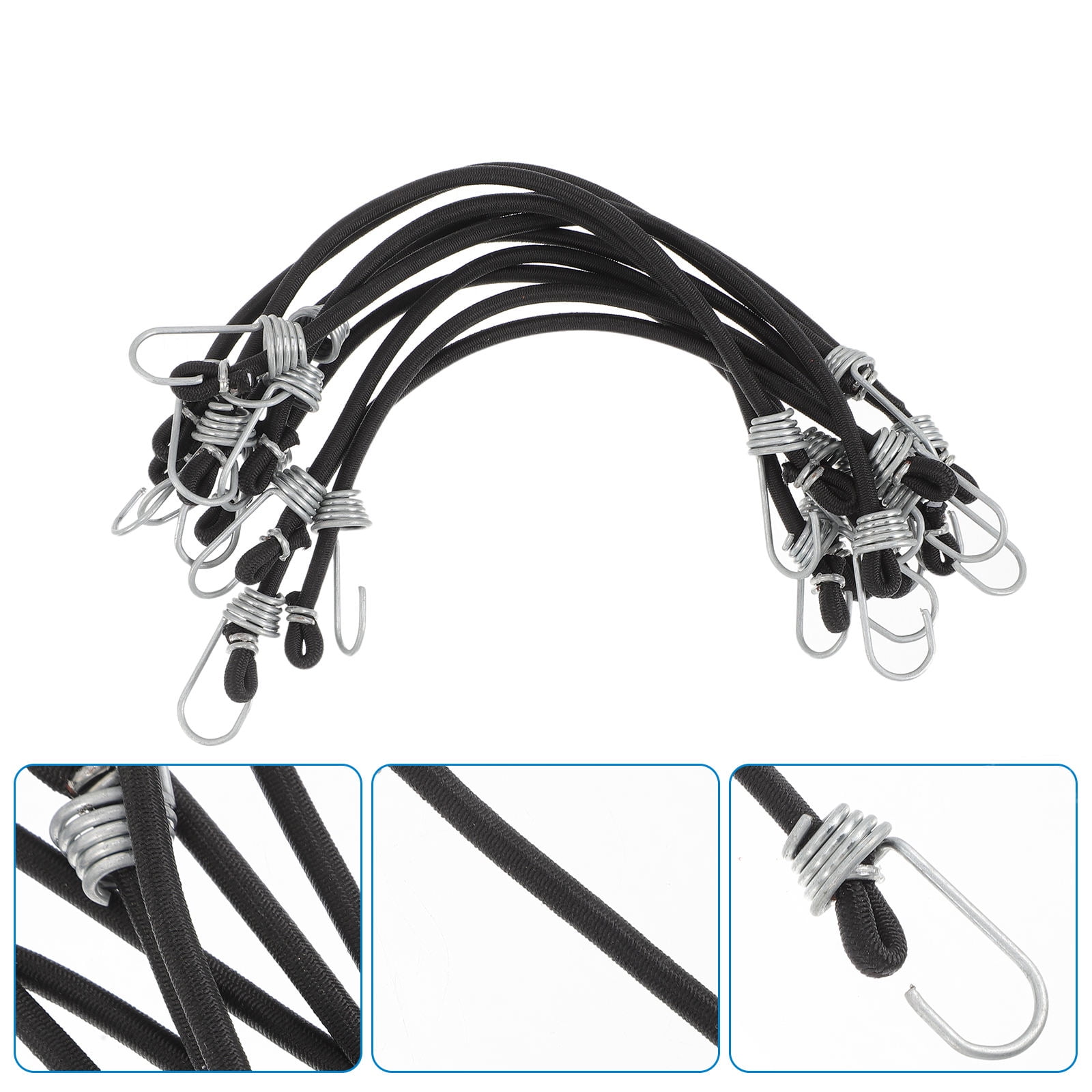 HEATSHAKING Bungee Cords with Hooks Black for Outdoor Use 10Pcs 9In ...