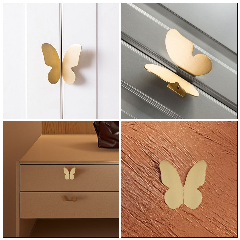 Masteelf Butterfly Cabinet Knobs with Modern Gold Finish Solid Brass ...