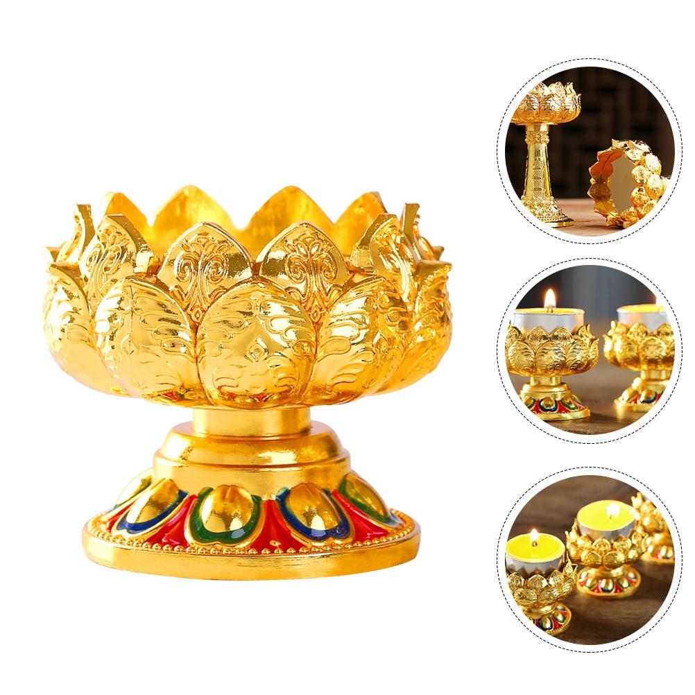 Masteelf Candle Holder for Temple Candlestick Home Lotus Lamp Golden - Walmart.com
