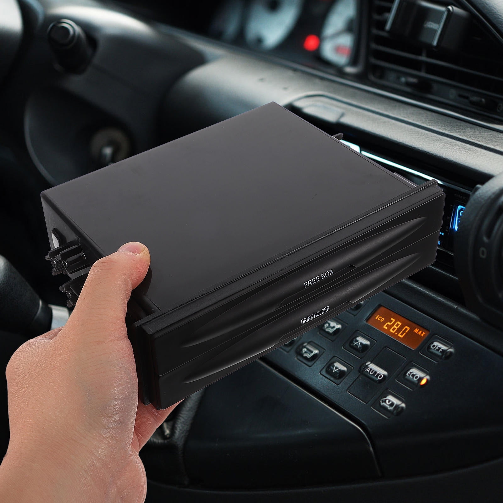 Toddmomy Car Dashboard Accessories Double Cup Holder Storage Box Black ...