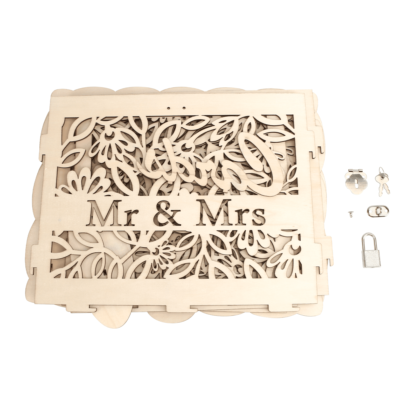 CTIRCHIU Wedding Keepsake Box Mr Mrs Box Golden Wood Flower Holder 1Set ...