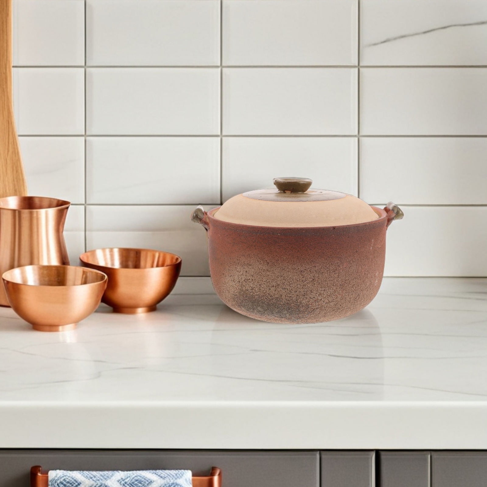 OFFIGAM Terracotta Clay Cookware Pot 1 Piece Traditional Deep Shape for ...