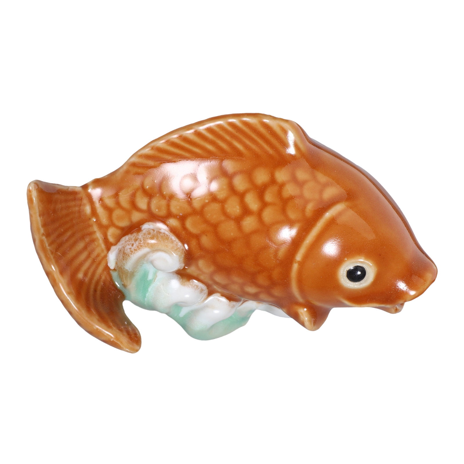 Masteelf Ceramic Fish Statue Carp Figurine Decorative Fountain Spray Nozzle Fountain Sprayer ...