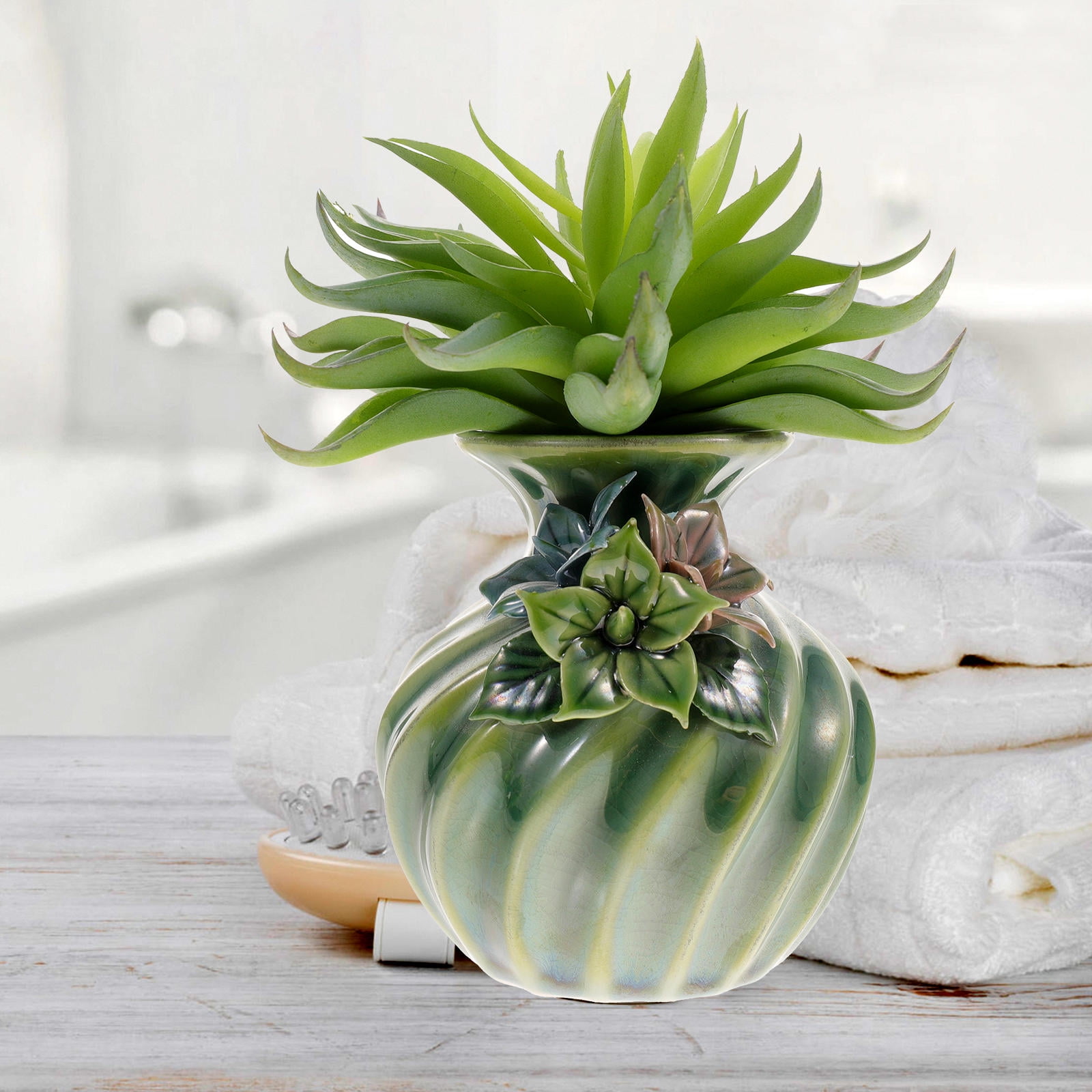 Masteelf Ceramic Flower Vase Home Decorative 3D Flowers Ceramic Desktop ...