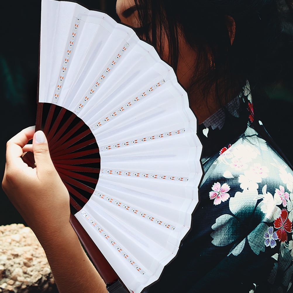 Masteelf Chinese Style LED Flashing Hand Fan for Stage Fabric with ...