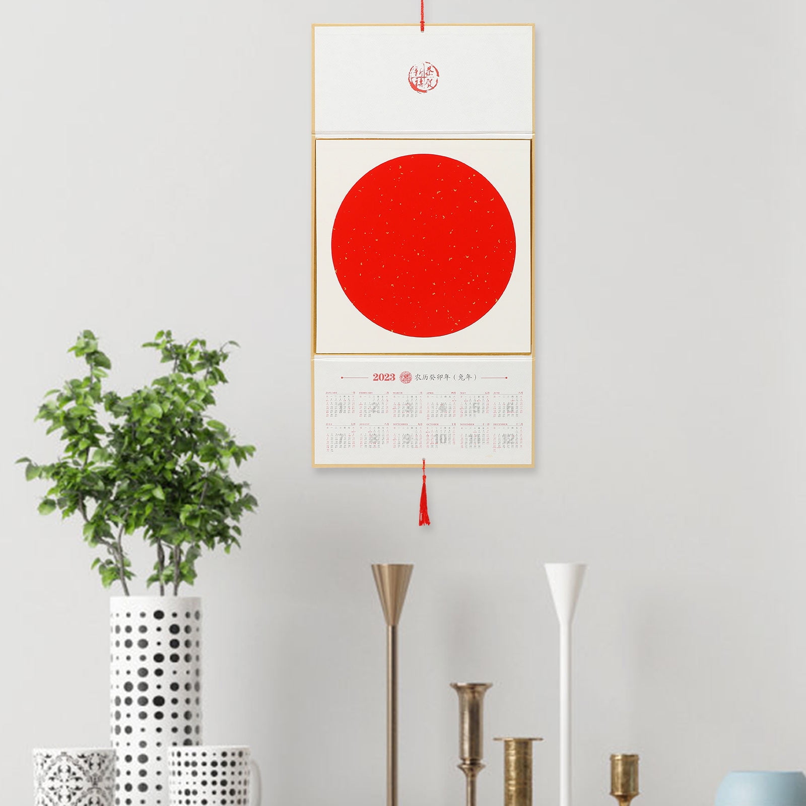 OFFIGAM Chinese Style Calendar Foldable Office Use 1 Set 27.6x13.4in ...