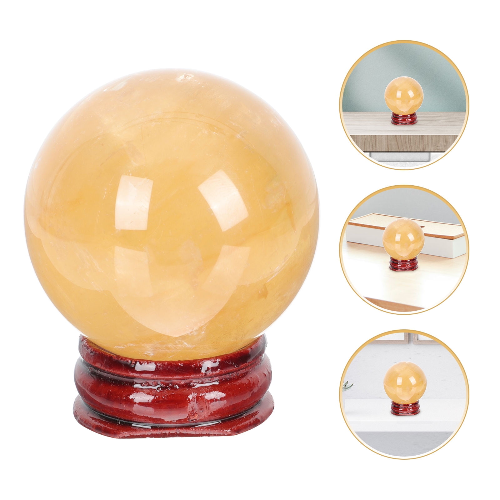 Masteelf Citrine Ball Ornament Decorative Stand Display Decorations ...