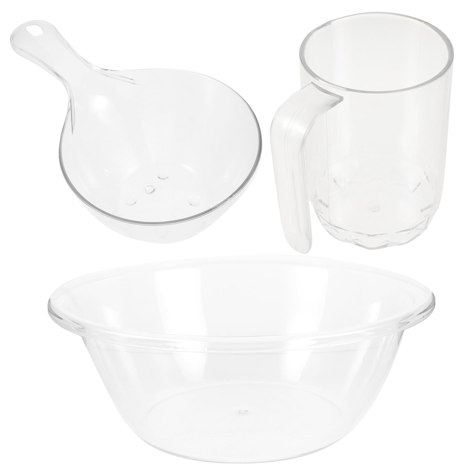 IDEANATEGRATE Face Wash Bowl Transparent Round For Home Users 1 Set 12 ...