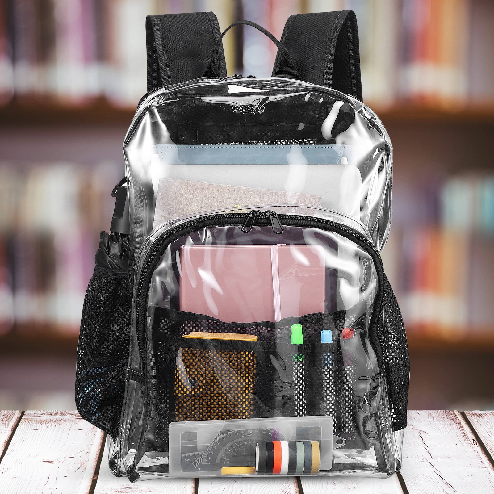 Masteelf Clear Backpack Heavy Duty Transparent Bag Gym Bag See Through ...