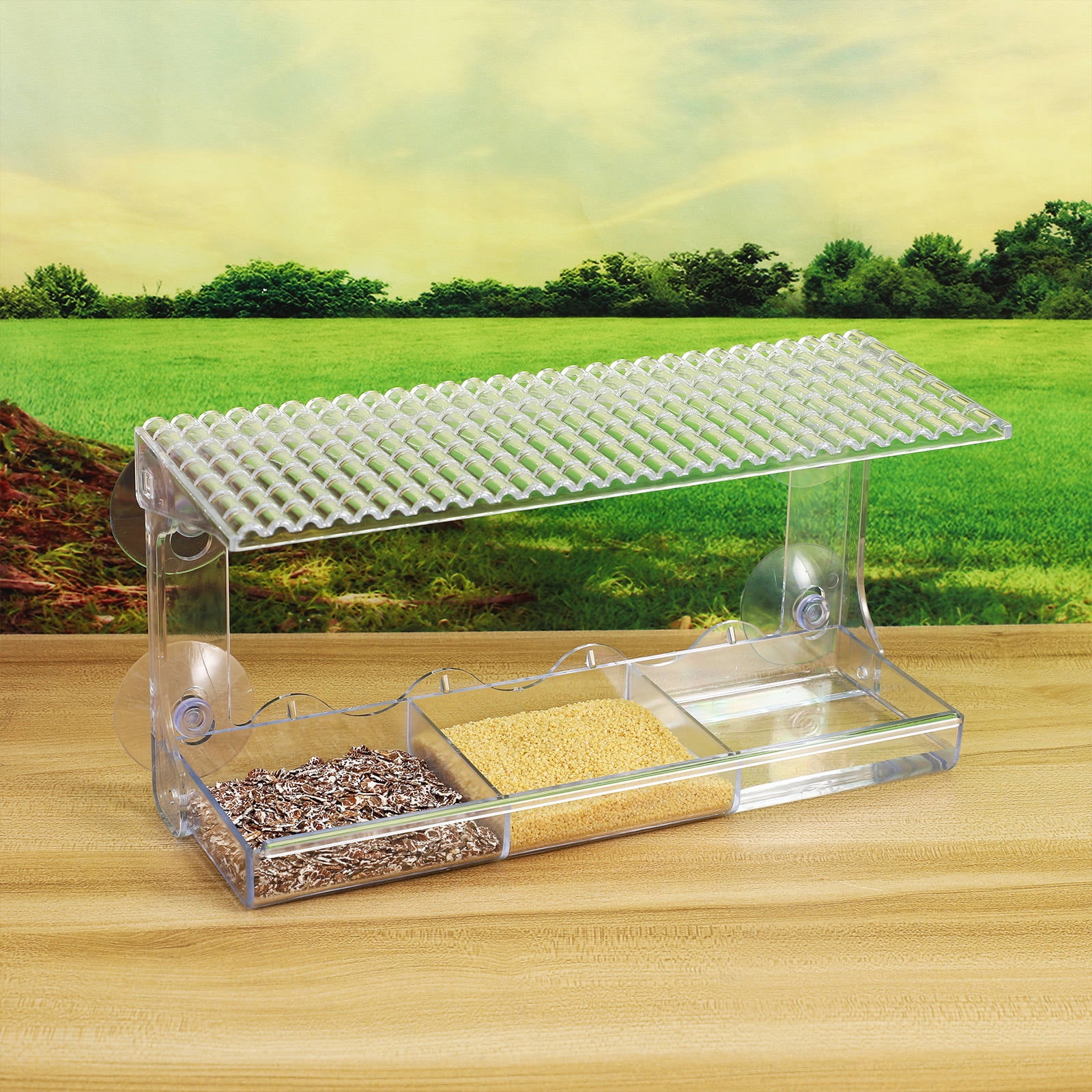 Masteelf Clear Bird Feeder Window Mount Bird Feeder Suction Grip Bird ...